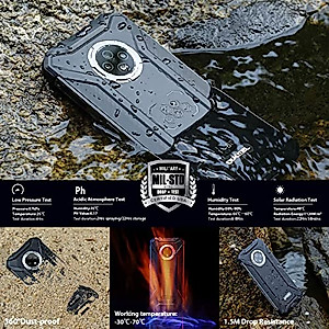 OUKITEL Unlocked Rugged Smartphone WP8 Pro, 6.49 inch Display Android 10 Rugged Cell Phones 4GB RAM+64GB ROM 5000mAh IP68 Waterproof Unlocked Phone Dual SIM 16MP Rear Triple Camera NFC Black