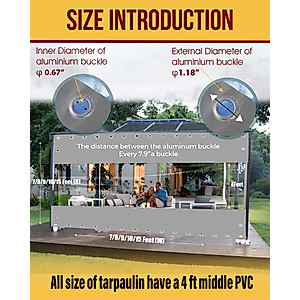 FoundGo 8'H x 10'W Vinyl Curtains for Patio 19oz, Outdoor Clear Vinyl Patio Enclosure,Heavy Duty Clear Tarp Waterproof Vinyl Tarps with Grommets for Pergola, Balcony,Porch,Gazebos，-4℉ Cold Resistant