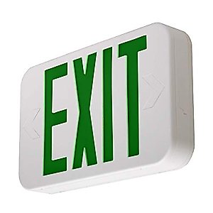 LFI Lights | Green Exit Sign | All LED | White Thermoplastic Housing | Hardwired with Battery Backup | Optional Double Face and Knock Out Arrows Included | UL Listed | (1 Pack) | LEDJR-G