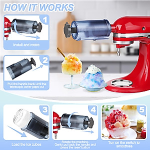 Ice Shaver Attachment for KitchenAid Stand Mixer- Efficient Shaved Ice Maker, High Production Shave Ice Machines Ice Cream Maker, Essential Mixer Parts with 8 Molds - By Aooaid