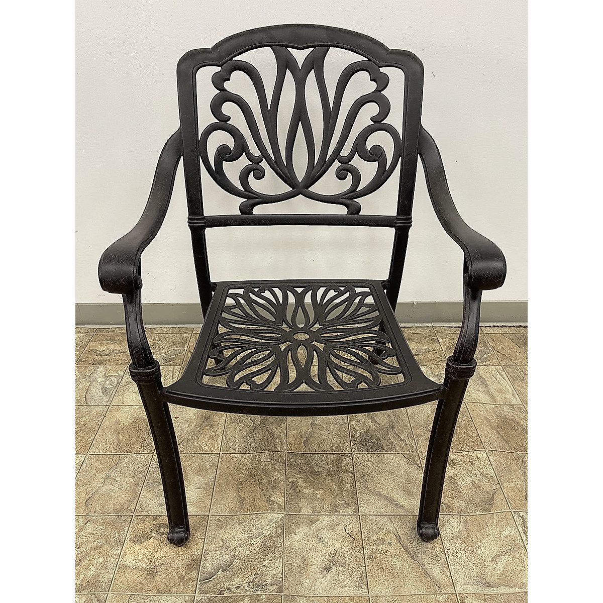 Patioland Elizabeth Outdoor Cast Aluminum Powder Coated 11-Piece Dining Set with Extendable 132in Rectangular Dining Table (Olefin Walnut Cushions)