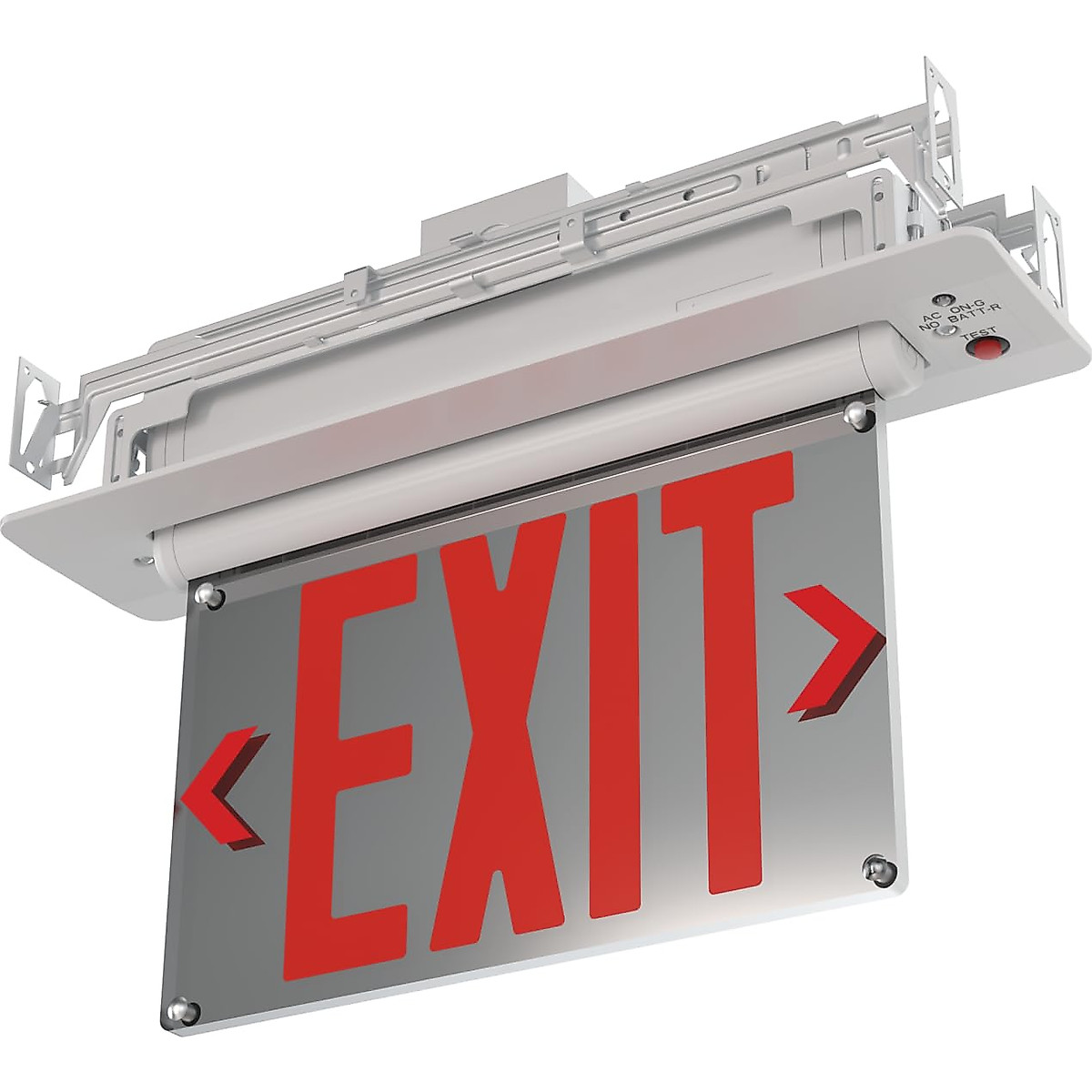 Lithonia Lighting BE W R UM M2 BE Basics Edge-Lit Exit Sign, White with Red Letters, Universal Mount