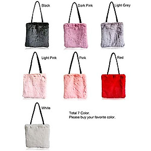 FHQHTH Faux Fur Tote Bag Fluffy Shoulder Bags for Women Fuzzy Handbag Evening Bags Big Capacity [Dark Pink, Magnet]