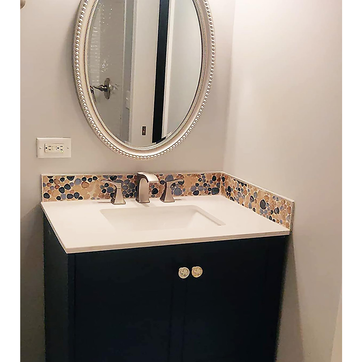 Blujellyfish Glazed Blue Mosaic Ceramic Pebble Porcelain Tile Swimming Pool Bath Shower Wall Flooring Tile TSTGPT001 (5 Square Feet)