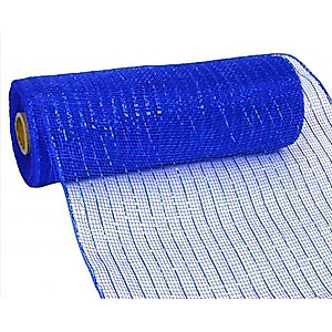 Deco Poly Mesh Ribbon - Royal Blue with Blue Foil - 10" X 30' (10 yds)