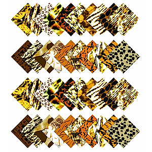 Soimoi 40Pcs Animals Print Cotton Precut Fabrics for Quilting Craft Strips 2.5x42inches Jelly Roll - Yellow