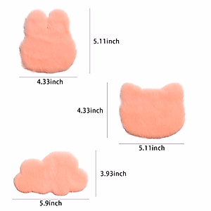 6 Pcs Miniature Furry Rugs Mini Carpets Pink and White Mini Faux Fur Rug for Mini House Furniture Decoration Accessories