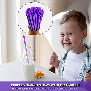 FERCAISH 200 Pcs Purple Disposable Plastic Straws, DIY Creative Handmade Flower Straws - Disposable Fruit Juice Beverage Plastic Straw for Wedding Birthday Party(10.2inches)