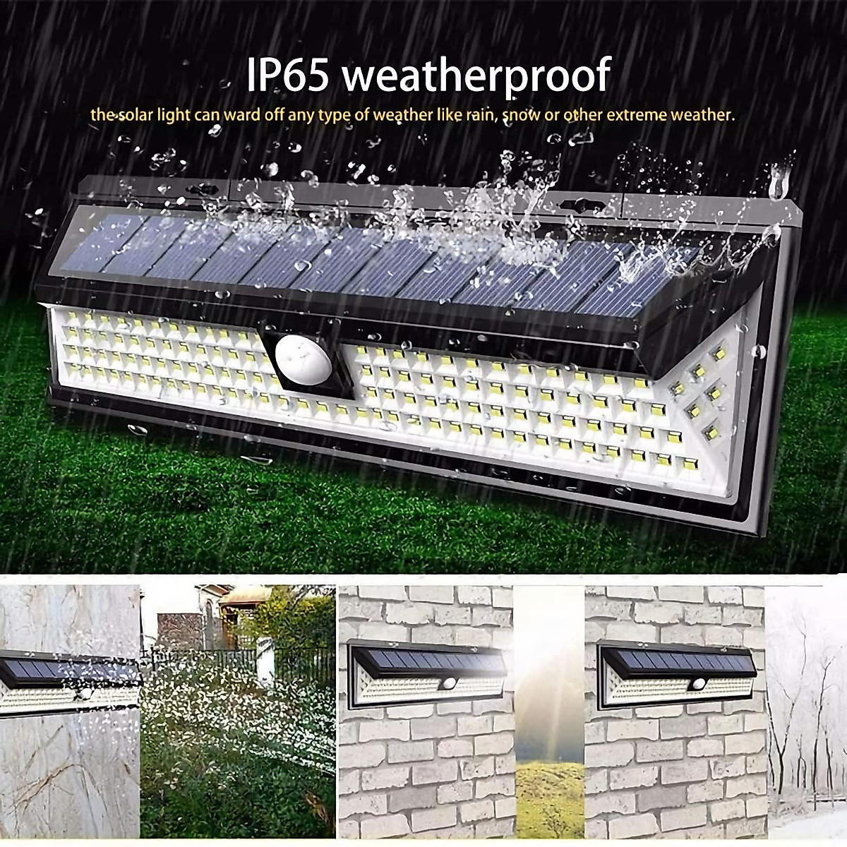 YI Lighting - Solar Light Outdoor, 118 LEDs PIR Motion Sensor Weatherproof for Wall Fence Garden