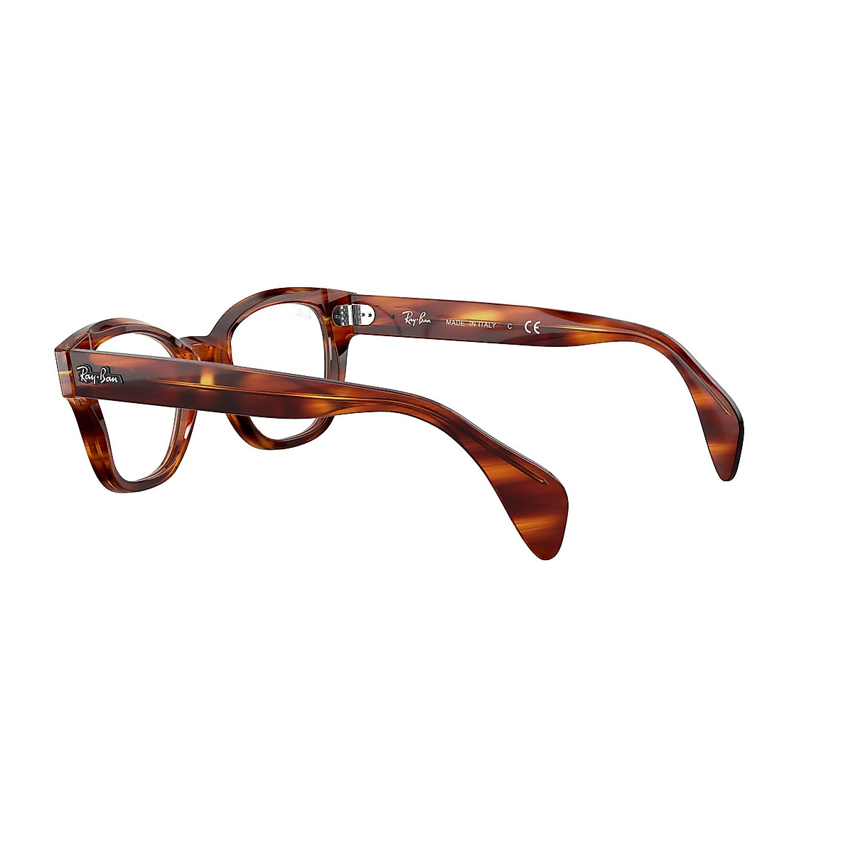 Ray-Ban RX0880 Square Prescription Eyewear Frames, Striped Havana/Demo Lens, 52 mm