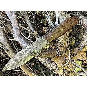 Perkin - Custom Handmade Damascus Hunting Knife - Beautiful Camping Knife - Full Tang