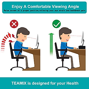 TEAMIX 14.2 inch White Monitor Stand Riser, Wood Monitor Riser with Storage for Desk Small Monitor Stand TV/Screen/PC/Laptop Riser Computer Stand Desktop Shelf (White-14.2 inch)