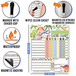 1 Dinosaur Kids Chore Chart Magnetic, 1 Dino Behavior Chart for Kids at Home, Magnet Reward Chart for Kids, Kids Reward Chart Behavior, My Responsibility Chart for Kids, Star Chart for Kids Behavior