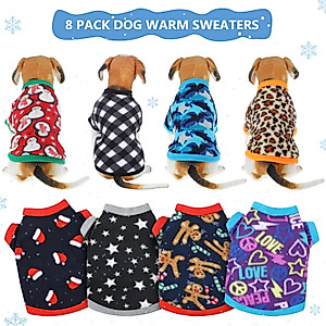 8 Pieces Dog Sweaters Winter Chihuahua Clothes Outfits Dog Warm Shirt Winter Puppy Clothes for Winter Colorful Thickening Dog Pajamas for Pets Pup Dog Cat (Classic Pattern, Small)