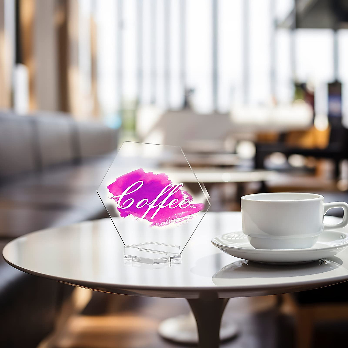 Senbota 6" Large Acrylic Table Numbers Clear Hexagon Acrylic Signs 10 Set With Stand Table Numbers Blank for Wedding Shower DIY Wedding Reception Decor Signs