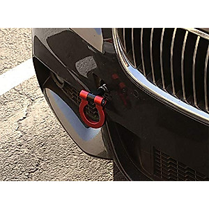 iJDMTOY Red Track Racing Style Tow Hook Ring Compatible With BMW 1 2 3 4 5 X1 X3 X4 X5 X6 Series, Compatible With MINI Cooper F54 F55 R60 R61, Made of Lightweight Aluminum