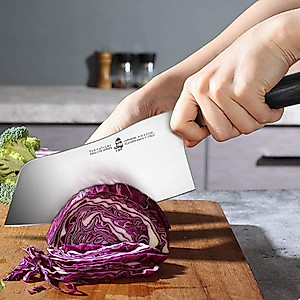TUO Cleaver Knife - 7" Vegetable Cleaver Chopper Knife Chinese Kitchen Chef Knife Vegetable Chopper AUS-8 Stainless Steel Full Tang Pakkawood Handle, Ring Lite Series