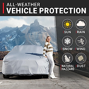 iCarCover 18-Layer Car Cover Waterproof All Weather | Premium Quality Car Covers for Automobiles, Ideal for Indoor and Outdoor Use, Fits Sedan/Coupe (210-216 inch)