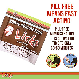 Licks Pill-Free Dog Skin and Allergy - Omega 3 Dog Allergy Relief - Dog Vitamins & Supplements for Itch Relief - Turmeric Supplement for Dog Skin - Gel Packets - 30 Use