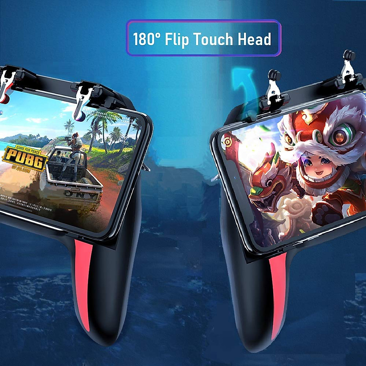 PUBG Mobile Game Controller- Dual Cooling Fan Gaming Triggers with 2200 mAh Build in Battery for 4.7-6.5inch iPhone and Android Phone by ipremium (Dual Fan)
