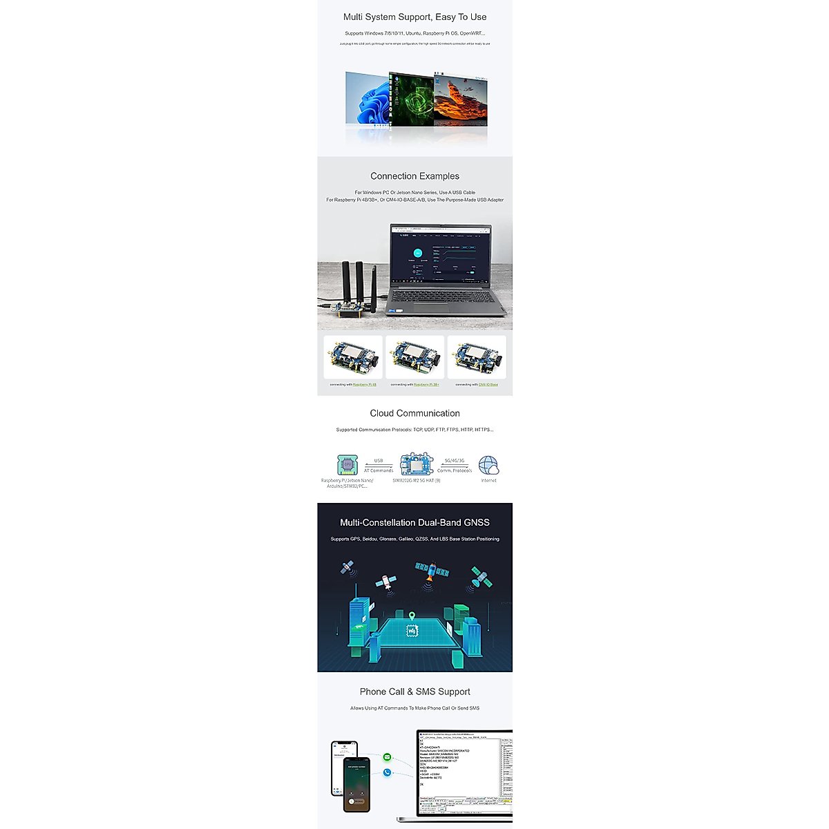 Coolwell SIM8202G-M2 5G HAT for Raspberry Pi/Ardui, Quad Antennas Support 5G NSA and SA Networking, 5G/4G/3G Compatible, Multi-Mode & Multi-Band