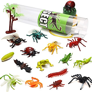 82 Piece Animal Toy, Assorted Mini Dinosaur Insect Ocean Sea Farm Jungle Animal Dog Figure, Realistic Vinyl Plastic Small Zoo Play Set for Sensory Bin Cupcake Topper Party Favors