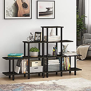 FURINNO Turn-N-Tube 4-Tier Cube Ladder Shelf, Espresso/Black