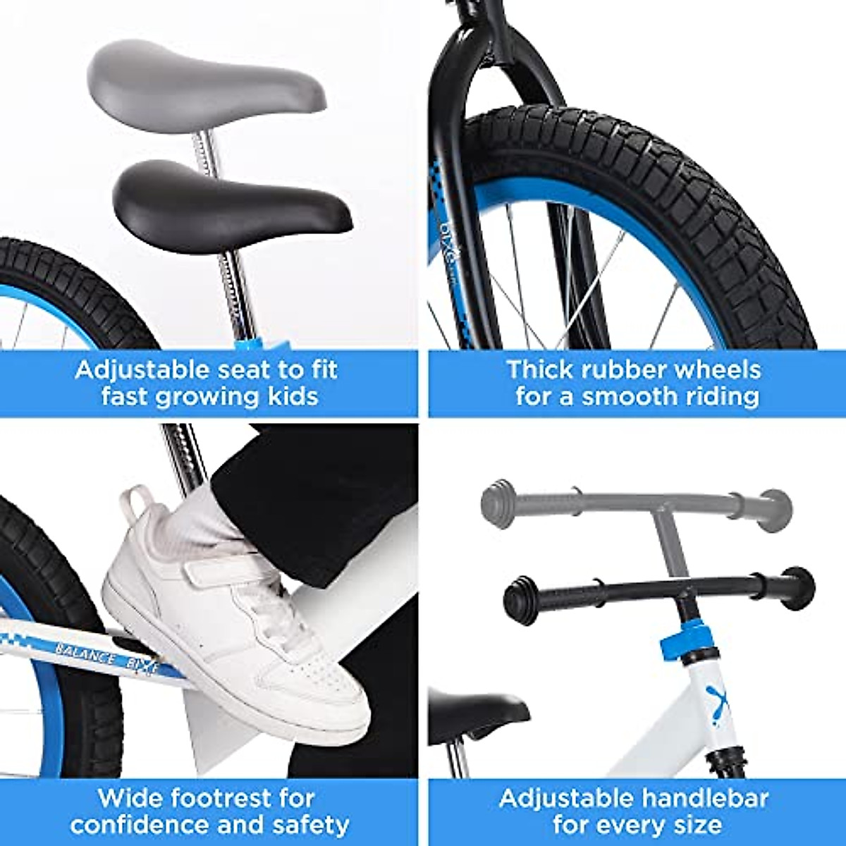 Bixe Balance Bike: for Big Kids Aged 4, 5, 6, 7, 8 and 9 Years Old - No Pedal Sport Training Bicycle | 16inch Wheel