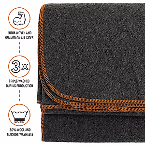 Arcturus Military Wool Blanket - Warm, Thick, Washable - Great for Outdoors, Camping, Stadium Blanket, Picnics, Travel - Car & Bushcraft Survival Kits, Large 64" x 88" 4.5 lb
