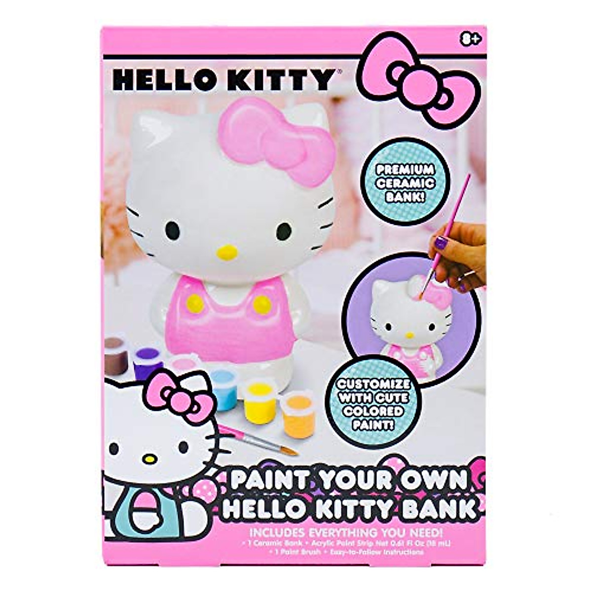 Horizon Group USA Hello Kitty Paint Your Own Piggy Bank, DIY Coin Bank for Kids, Multicolor