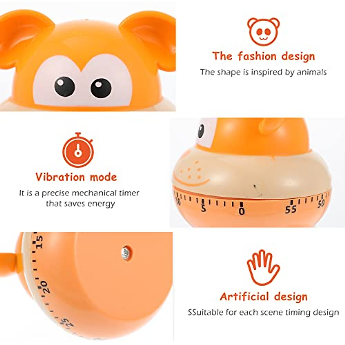 Beaupretty Cartoon Mechanical Kitchen Cooking Timer: Cute Puppy Animal Wind Up Timers 60 Minutes Clock Loud Alarm Counters Manual Study Timer Kitchen Utensil for Adults