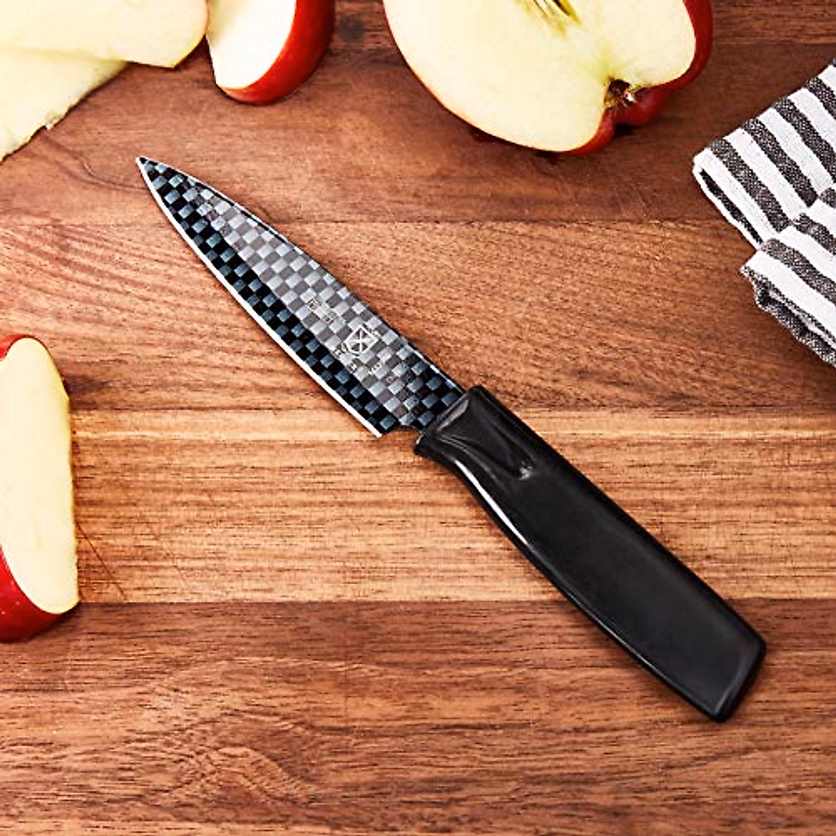 Mercer Culinary Non-Stick Paring Knife with ABS Sheath, 4 Inch, Black, 1 Pack