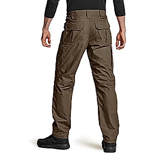 CQR Men's Tactical Pants, Water Resistant Ripstop Cargo Pants, Lightweight EDC Work Hiking Pants, Outdoor Apparel, Duratex Ripstop Tundra, 38W x 32L