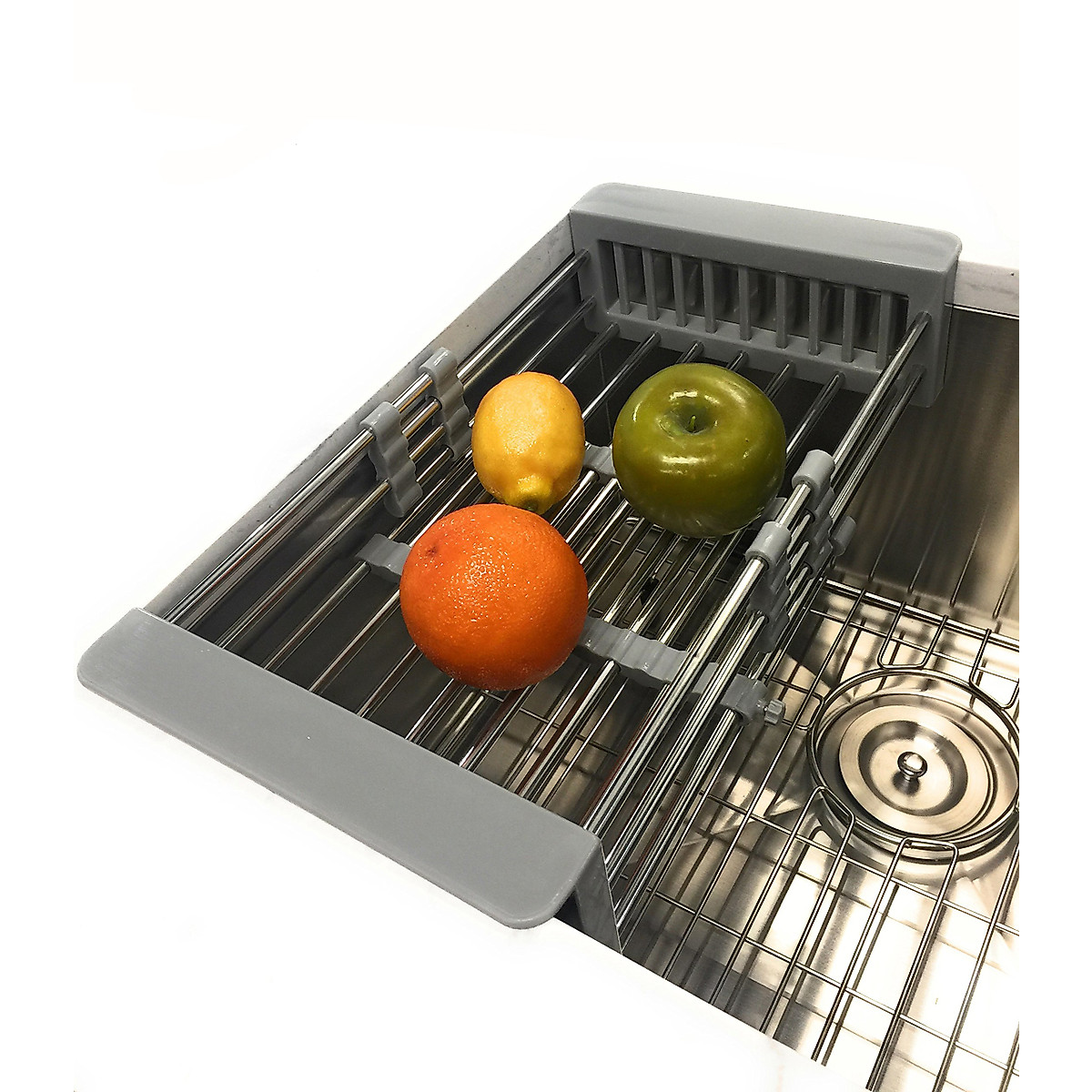 Dowell Kitchen Sink Dish Drying Racks Holders Drainer Basket - Stainless Steel Dish Drainer with Adjustable Arms Holder Functional Kitchen Sink - Organizer for Vegetable and Fruit