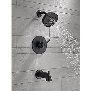 Delta Faucet Trinsic 14 Series Single-Function Tub and Shower Trim Kit with Single-Spray H2Okinetic Shower Head, Matte Black T14459-BL with (Valve Not Included)