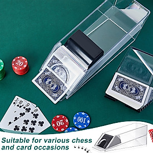 Deekin 6 Deck Blackjack Shoe with Discard Tray Clear Acrylic Card Dispenser for Playing Cards Playing Card Blackjack Dealing Shoe Dispenser Discard Holder Trays for Blackjack Games (2 Pieces)