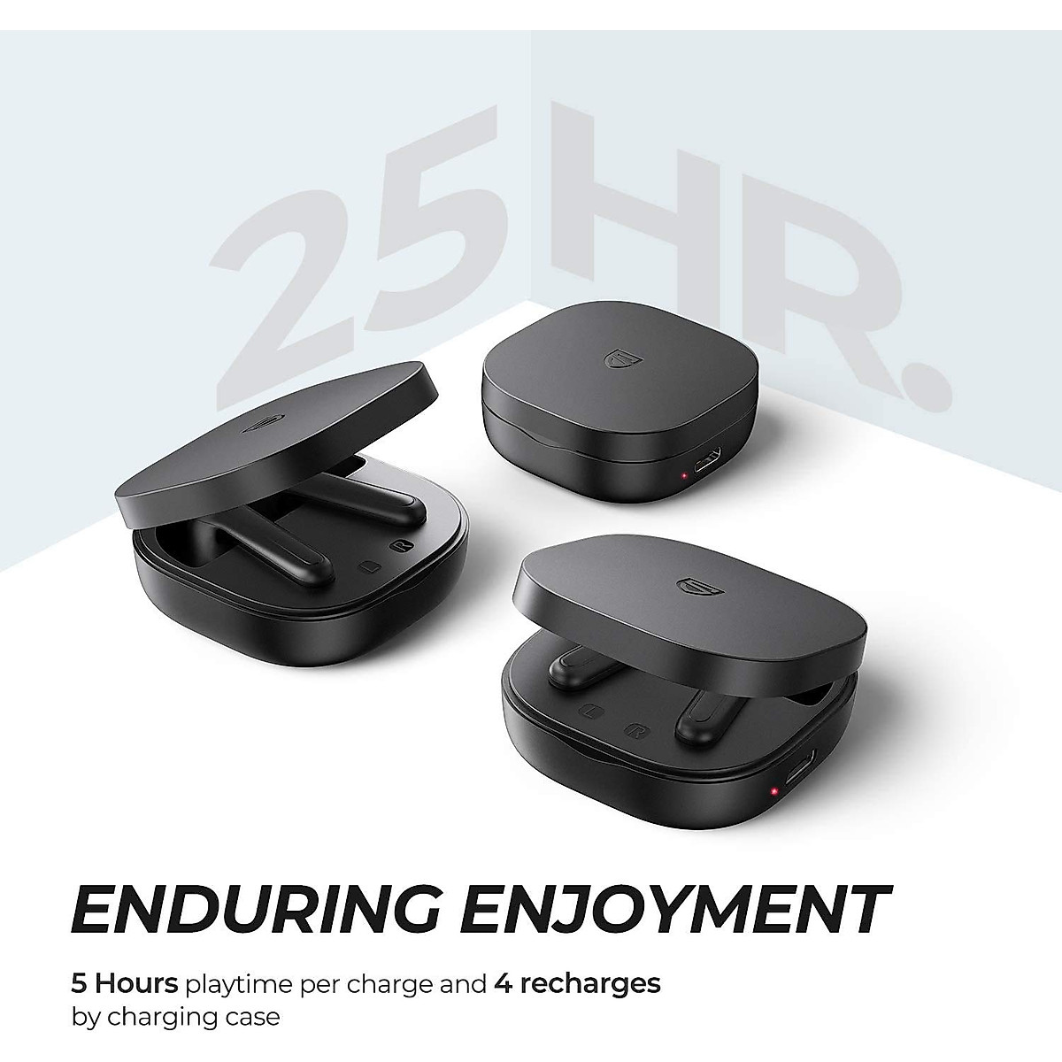 SoundPEATS TrueAir2 Wireless Earbuds Bluetooth V5.2 Headphones Wireless Earphones with Qualcomm QCC3040 TrueWireless Mirroring 4-Mic CVC 8.0 Total 25 Hrs Black