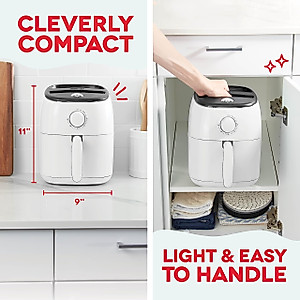 DASH Tasti-Crisp™ Electric Air Fryer Oven, 2.6 Qt., White – Compact Air Fryer for Healthier Food in Minutes, Ideal for Small Spaces - Auto Shut Off, Analog, 1000-Watt