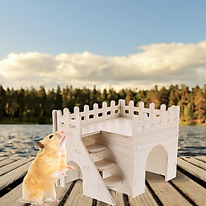 POPETPOP Toys Guinea Pig Toys pet Hamster Hamster Hideout hut Chinchilla Small Animals Ladder Guinea Hideaway Ladder Wooden nest Hamster nest Small House pet Supplies Seesaw