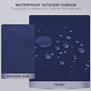 Favoyard Outdoor Bench Cushion 45 x 18 Inch Waterproof Patio Furniture Cushions 3-Year Color Fastness Garden Sofa Settee Couch Swing Pads with Handle and Adjustable Straps, Blue