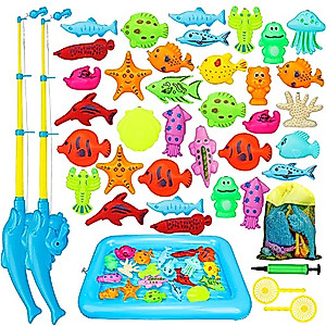 TOY Life Magnetic Fishing Game for Kids 3-5 with 2 Toddler Fishing Poles, Magnetic Fishing Toys for Toddlers, Kids Bath Toys for Toddlers, Outdoor Pool Water Toys for Kids 4-8, Baby Fishing Toy
