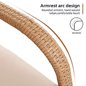 UPHA Outdoor Adjustable Recliner Chair with Thick Cushion,All-Weather Wicker Reclining Lounge Chair with Footrest for Deck, Backyard, Lawn,Beige