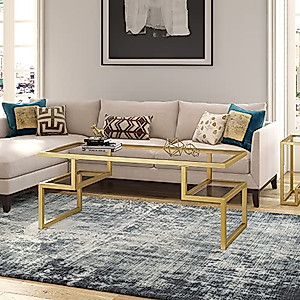 Zander 45'' Wide Rectangular Coffee Table in Brass