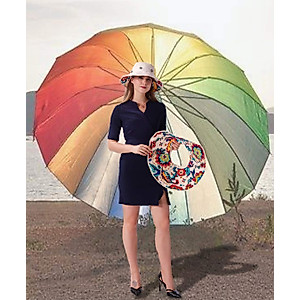 Packable Extra Large Brim Floppy Sun Hat Reversible UPF 50+ Beach Sun Bucket Hat Beige