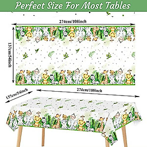 121Pc Jungle Safari Theme Baby Shower Decorations, Birthday Party Supplies For Boy & Girl -Tablecloth, Paper Plates Napkins Straws & Cups of Wild Animal Elephant Lion Giraffe Tableware Set Serves 24