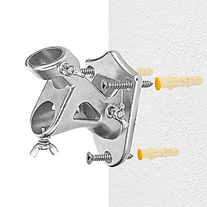 LOMETY Stainless Steel Heavy Duty Flag Pole Holder，Wall Mount House & Estate Flag Pole Bracket， Flag Pole mounting Bracket 2 Positions for 1“ Flag Pole (Silver)