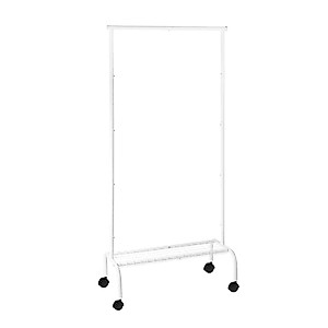 SunnyPoint Durable Compact Rolling Garment Rack with Shelf (GR-1TC, WHT)