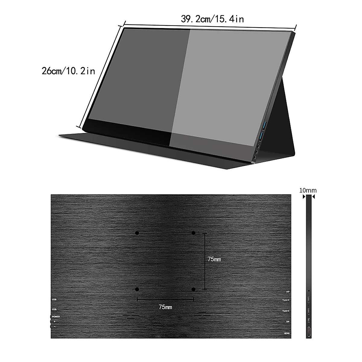 OUMIFA Portable Monitor USB-C 4K 17.3'' HDR FHD IPS Laptop W/Smart Cover & Dual Speakers External for PC Phone PS4 Xbox Switch Slide, 4K touch screen