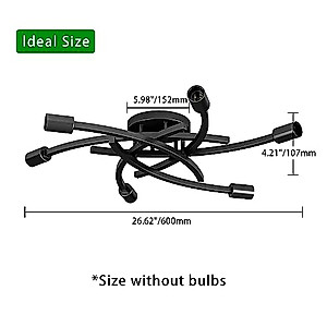 OUKAARY Industrial 6-Lights Semi Flush Mount Ceiling Light Fixture,Retro Black Metal Modern Sputnik Chandelier Ceiling Lamp, Mid Century Ceiling Lights with E26 Bulb Base for Farmhouse Kitchen,Room