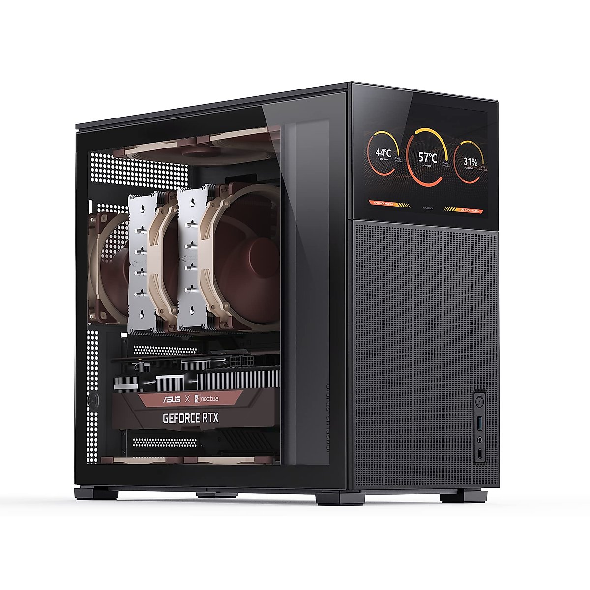 JONSBO D41 MESH SC Black ATX Computer Case with Screen, ATX Motherboard PC Case Mid Tower/Support RTX 4090(335-400mm) GPU 360/280AIO,Power ATX/SFX: 100mm-220mm Multiple Tool-Free Design,Black